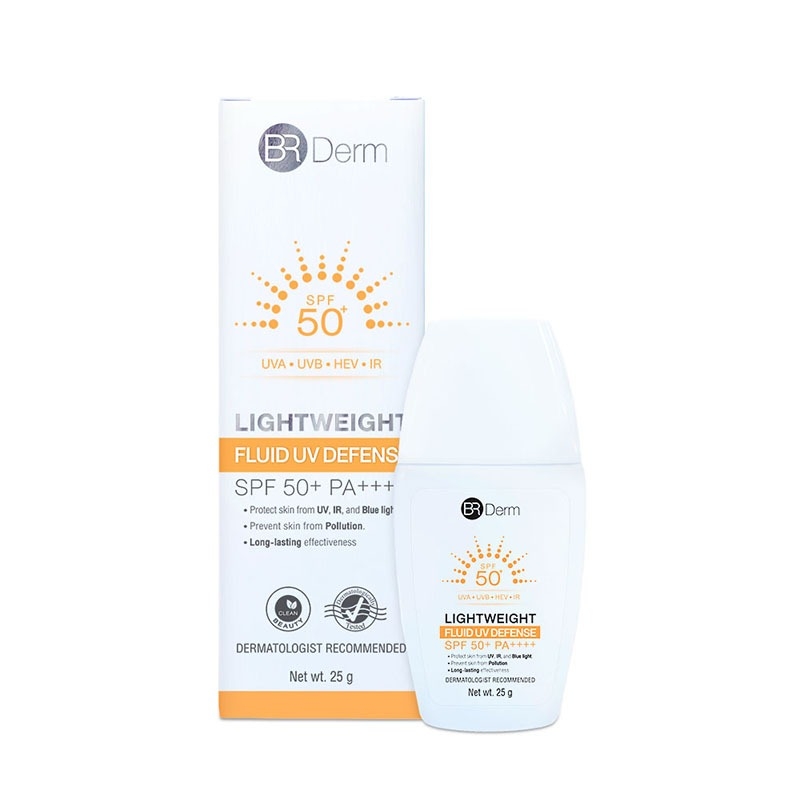 ป้องกันแสงแดด: BR Derm Lightweight fluid UV defense SPF50 + PA++++